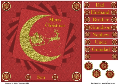 8 x 8 gold foil crescent moon quick card front (Red). - CUP1346070 ...
