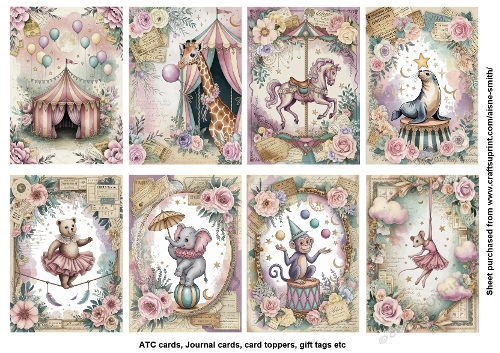 Whimsical Circus ATC cards / Journal cards - CUP1401526_466 | Craftsuprint