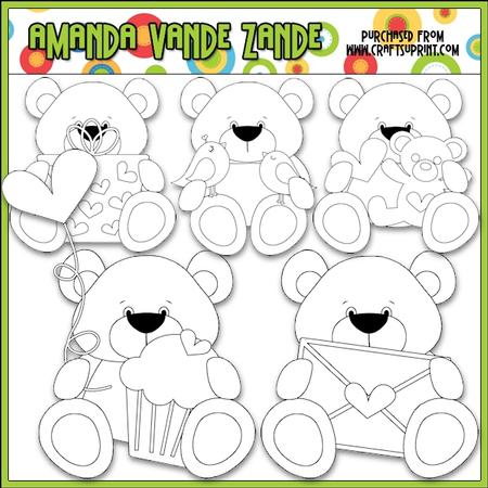 Little Valentine Bears Digital Stamps - CUP510802_1025 | Craftsuprint