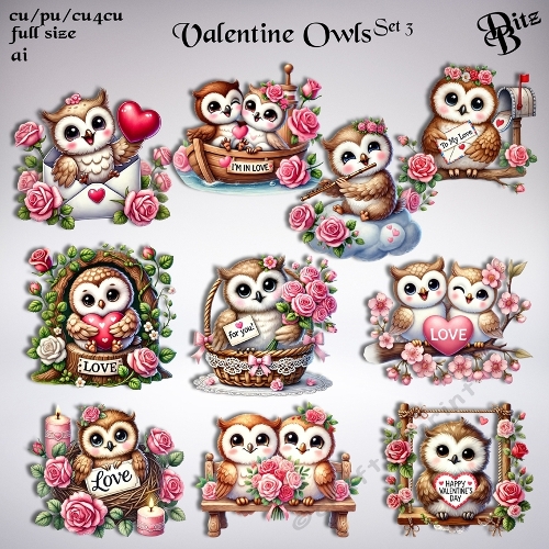 Valentine Owls Set 3 - CUP1419285_135210 | Craftsuprint