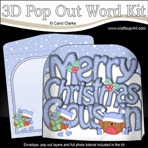 3D Pop Out Christmas Word Card Kit - Merry Christmas COUSIN with Bobbin ...