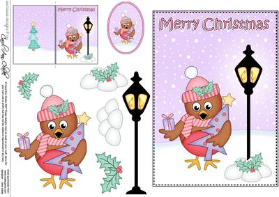 Christmas Cute Robin Lamp Post 5x7 3D Decoupage - CUP569067_359 ...