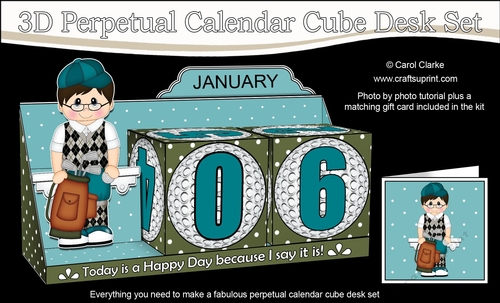 3D Everlasting Perpetual Calendar Desk Set Kit - Golf Man - CUP823573 ...