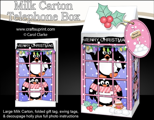 3D Christmas Phone Box Milk Carton Treat Box - Pip Penguin - CUP901167 ...