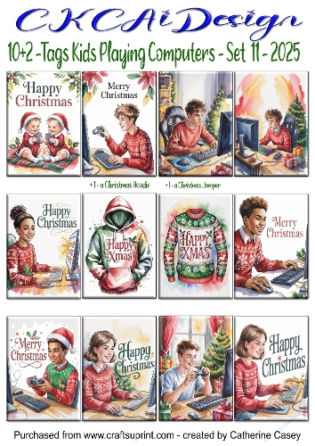 10+2 Tags Kids Playing Computers - Set 11 2025 - CUP1405288_59450 ...