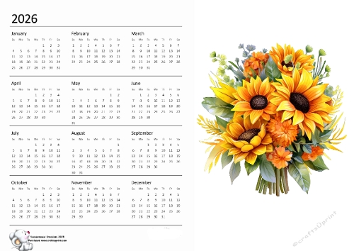 2026 calendar Sunflower 4 - CUP1412548_4063 | Craftsuprint