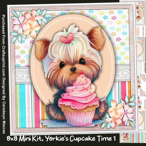8x8 Mini Kit, Yorkies Cupcake Time 1 - CUP1189159_1398 | Craftsuprint