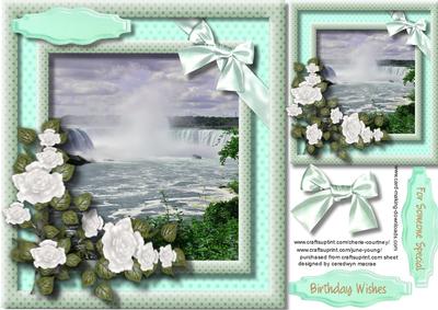 Beautiful Waterfall and White Roses - CUP614392_1398 | Craftsuprint