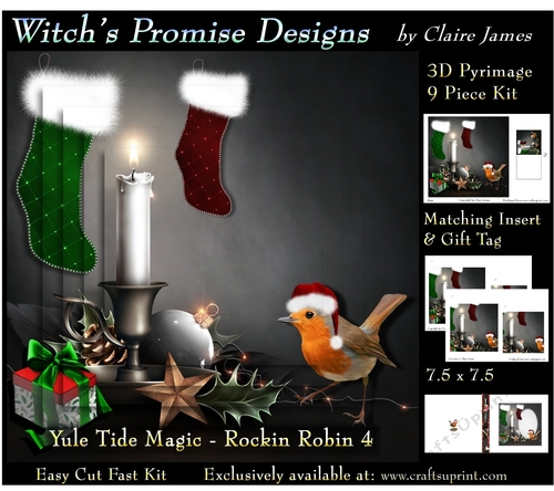 Yule Tide Magic - Rockin Robin 4 - 3D Pyramid kit + Insert & Gift Tag ...