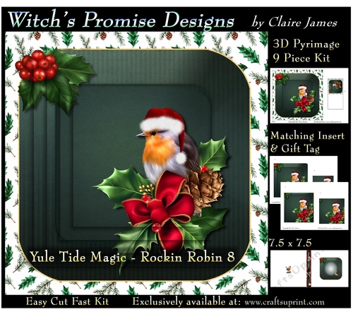 Yule Tide Magic - Rockin Robin 8 - 3D Pyramid kit + Insert & Gift Tag ...