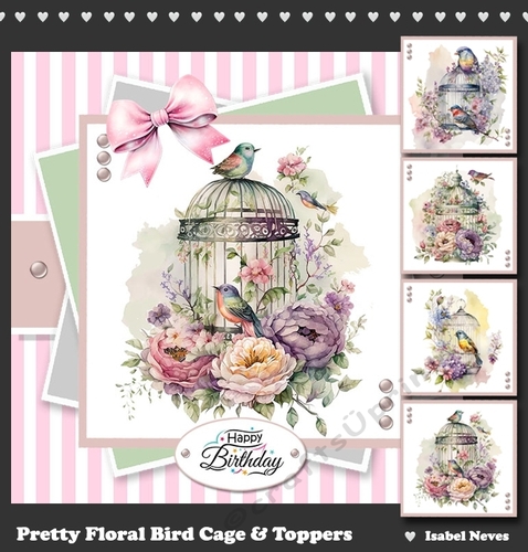 Pretty Floral Bird Cage Toppers Set - CUP1236570_2073 | Craftsuprint