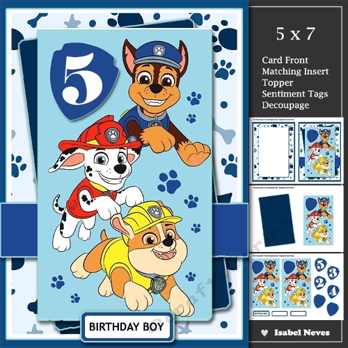 5x7 ~ Paw Patrol Birthday Boy Ages 2 t0 5 - CUP1422034_2073 | Craftsuprint
