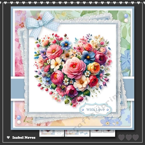 6x6 ~ Spring Flower Heart Bouquet - CUP1423783_2073 | Craftsuprint