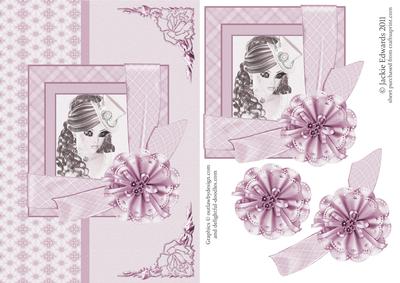 Card Front Framed Lady Decoupage 2 - CUP197193_16 | Craftsuprint