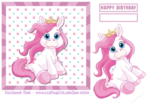 PINK PRINCESS PONY - quick card sheet. - CUP877652_57683 | Craftsuprint