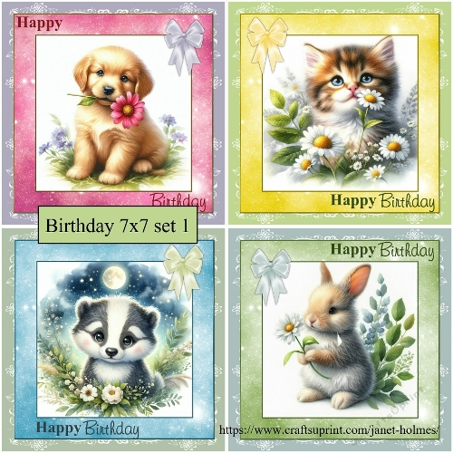 Birthday 7x7 card set - CUP1422095_91280 | Craftsuprint