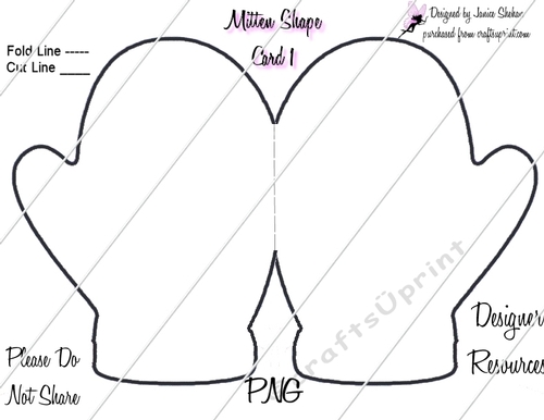 CHRISTMAS MITTEN FOLDED CARD TEMPLATE 1 - CUP722425_2049 | Craftsuprint