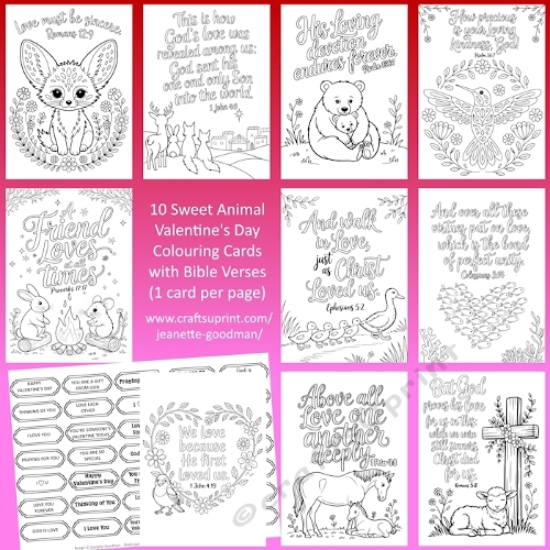 10 Sweet Animal Valentines Day Bible Verse Colouring Cards - CUP1425706 ...