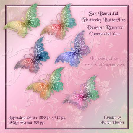 Fantasy Flutterby Butterflies (6) - CUP190925_831 | Craftsuprint