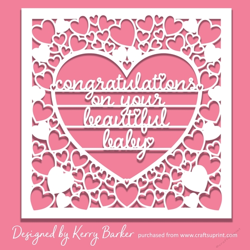 Congratulations Baby Gender Neutral Card Front Topper with Hearts ...