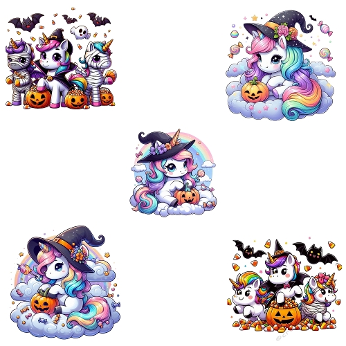 Cute My Little Pony Halloween Collage – 5 Pastel Ponies in Witch Hats ...