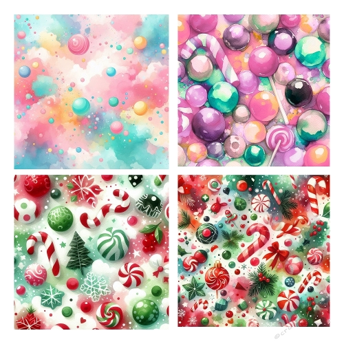 Candy & Christmas Die Cut Background Set – Whimsical Holiday Designs ...
