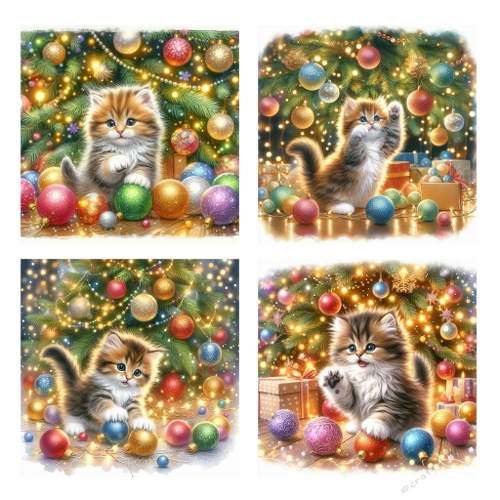 Holiday Mischief – 4 Panel Christmas Kitten Collage (2000x2000 JPEG ...