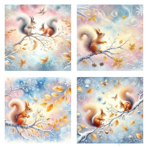 Whimsical Winter Squirrels - CUP1410588_135667 | Craftsuprint