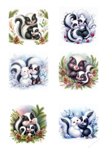 Winter Snuggle Skunks – A4 JPEG Collage - CUP1411019_135667 | Craftsuprint
