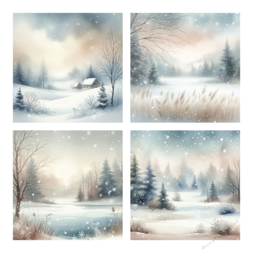 Silent Snow – Winter Landscape Collage Panel - CUP1417417_135667 ...