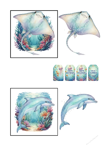 Underwater Ocean Scene Card Backgrounds – Watercolor Coral Reef ...