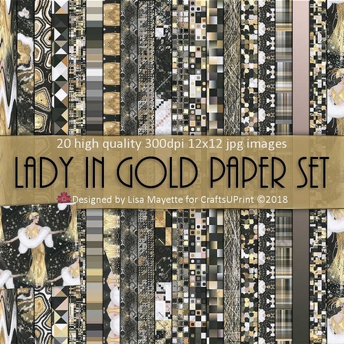 Art Deco Lady in Gold Paper Set - CUP921236_2195 | Craftsuprint