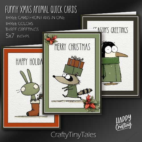 Funny Xmas Animal Quick Cards Kit-6 - CUP1405157_1784 | Craftsuprint