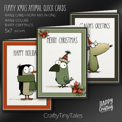Funny Xmas Animal Quick Cards Kit-7 - CUP1405637_1784 | Craftsuprint