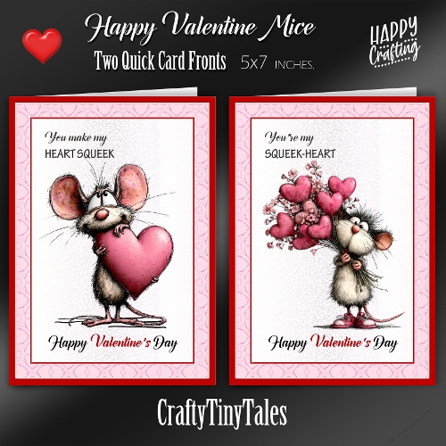 Happy Valentine Mice Card Fronts Kit-4 - CUP1420206_1784 | Craftsuprint