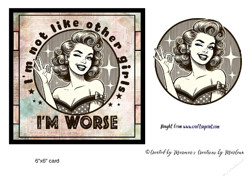 Retro Funny Sarcastic Sassy Girl card - CUP1373700_71070 | Craftsuprint