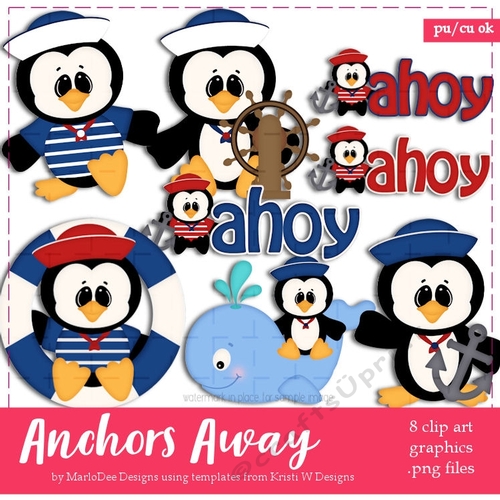 Anchors Away Penguin Clip Art Graphics - CUP718286_70864 | Craftsuprint