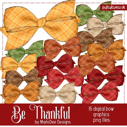 Be Thankful Fall Colors Plaid Bows pkg 1 - CUP733938_70864 | Craftsuprint