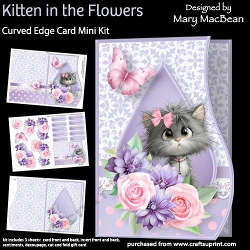 Kitten in the Flowers - Curved Edge Card Mini Kit - CUP1417599_1648 ...