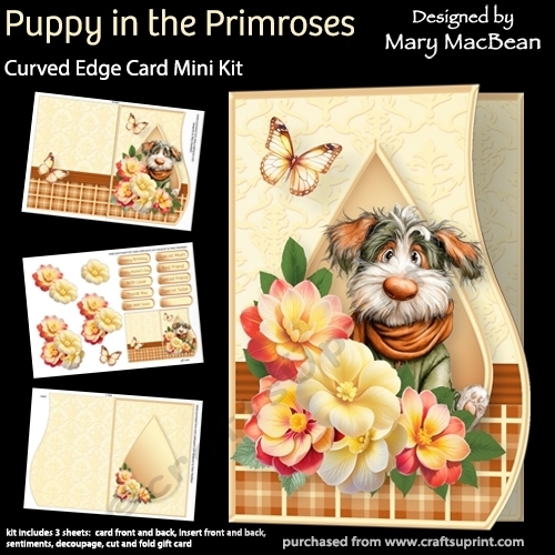 Puppy in the Primroses - Curved Edge Card Mini Kit - CUP1417601_1648 ...