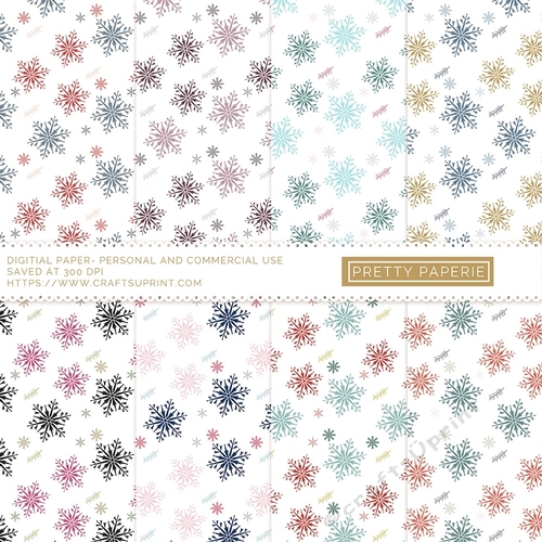 Christmas 009 - Christmas Digital Paper Set - snowflake, snowflakes ...