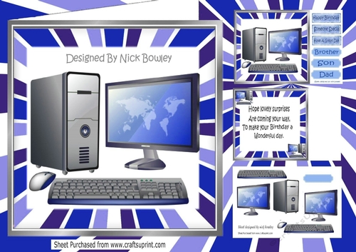 Computer and gadgets in dark blue stripe 8x8 mini kit - CUP943816_415 ...