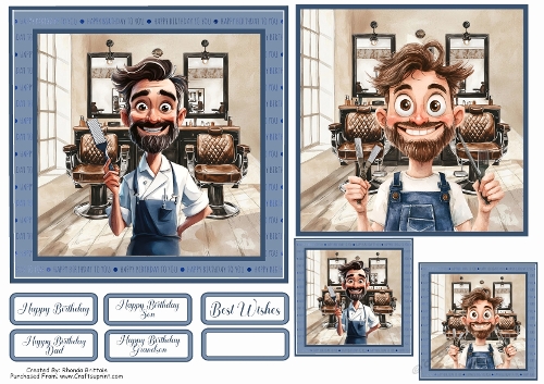 Barber Shop Birthday Card Front with matching Gift Tags - CUP1375779_40 ...