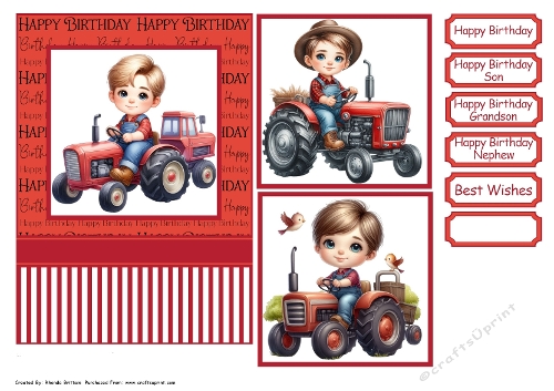My Little Red Tractor Card Front 7x5 - CUP1378395_40 | Craftsuprint