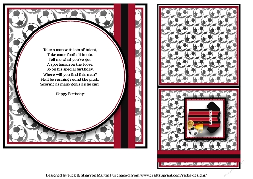 7x7 Bournemouth Quick Card Sheet 2 Insert with Football Birthday Verse ...