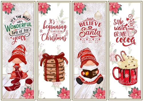 Christmas Gnomes 4 x Bookmarks 3 - CUP1172612_719 | Craftsuprint