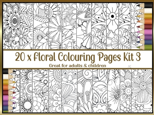 Floral 20 x A4 colouring pages kit 3 - CUP1203721_719 | Craftsuprint