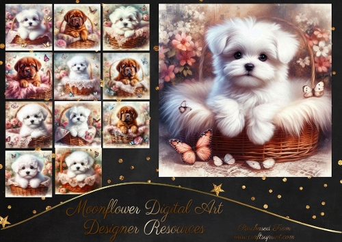Fluffy Basket Pups 1 - CUP1386632_77133 | Craftsuprint