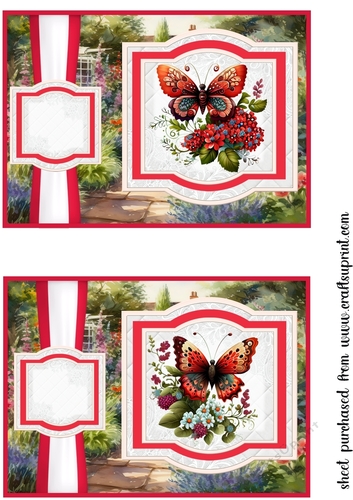 2 Red butterfly card fronts/toppers (5x7 aprox) 1 - CUP1215699_659 ...