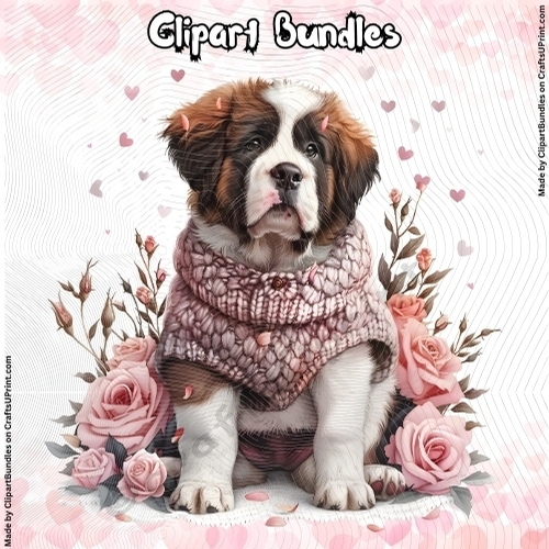 Cute Valentine themed Floral St. Bernard Clipart (4096px x 4096px, .png ...